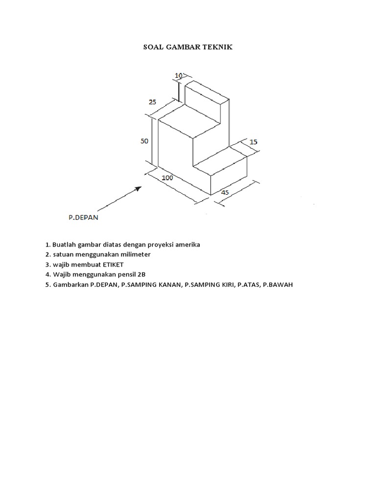Contoh Soal Gambar Teknik Mesin | PDF