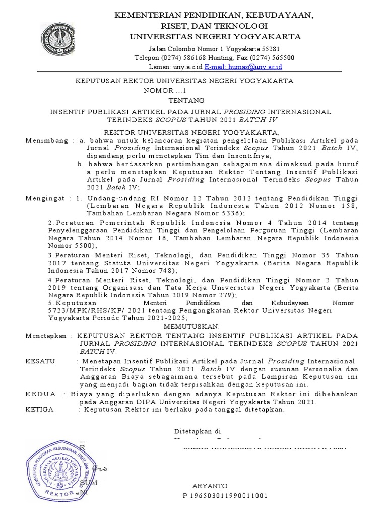 55 - 34.1 - SK Rektor Tentang Penerima Insentif Publikasi Artikel Pada ...