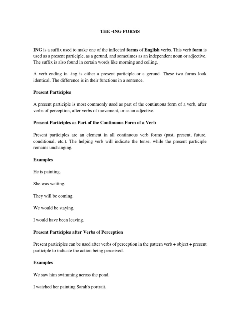 The Ing Forms | Download Free PDF | Verb | Linguistic Morphology