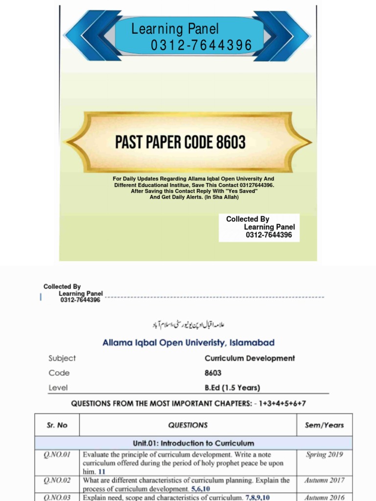 8603 Past Papers + Guess Paper-1 | PDF