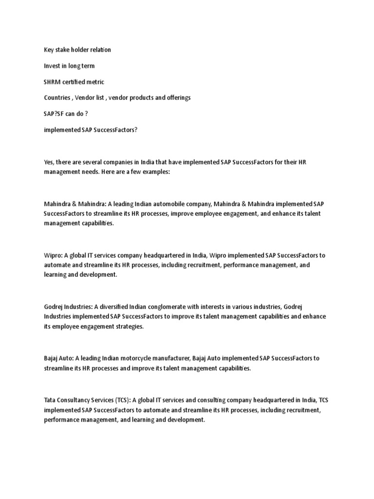 Sap SF | PDF | Talent Management | Information Technology