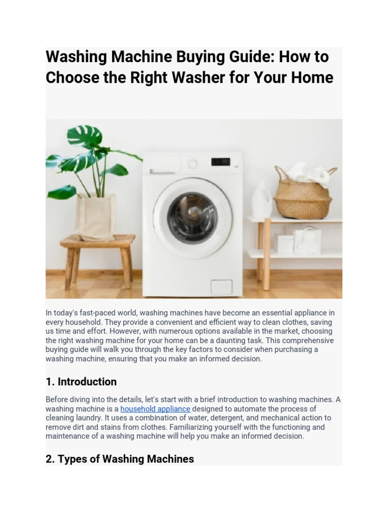 Washing Machine Buying Guide - How To Choose The Right Washer | PDF ...