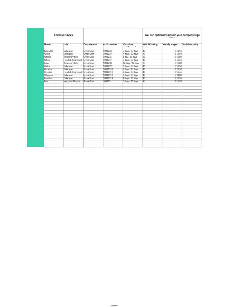 Employee File Master Data Excel Template From Papershift | PDF | Twelve ...