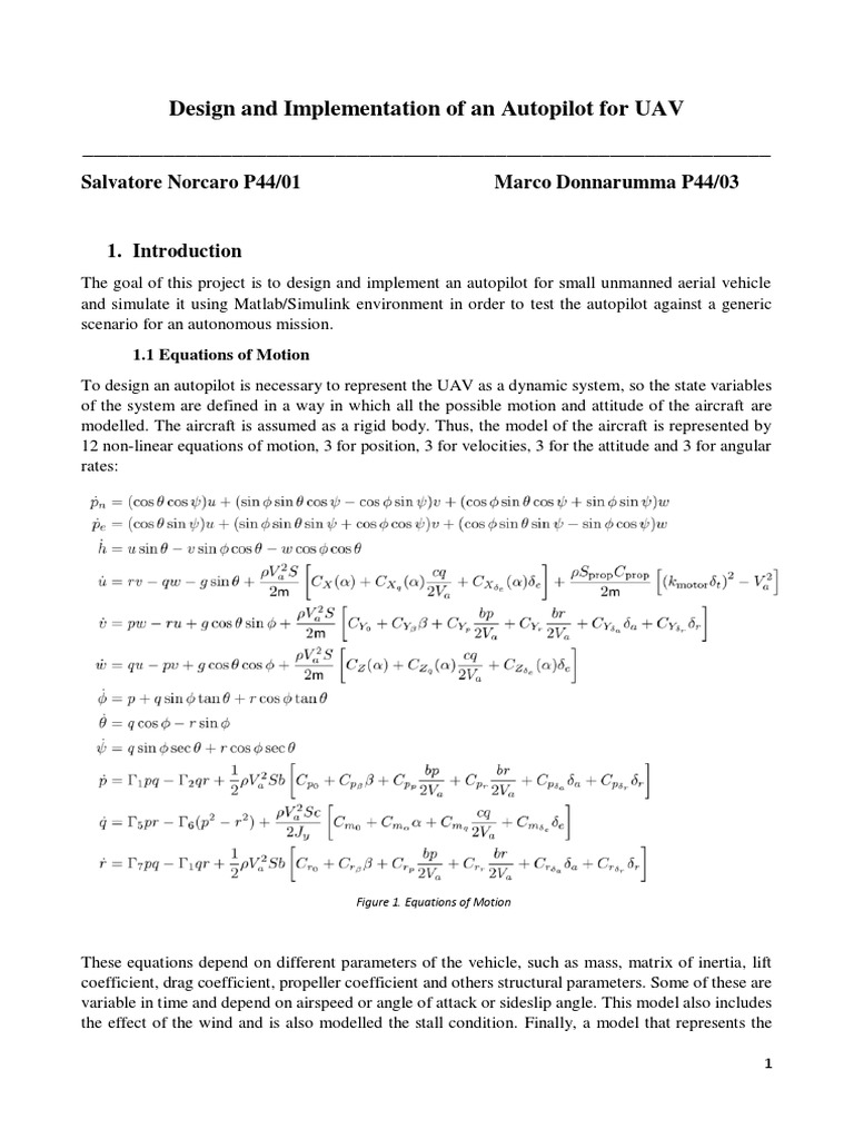 Design and Implementation of An Autopilot For UAV | PDF | Flight Control Surfaces | Motion (Physics)