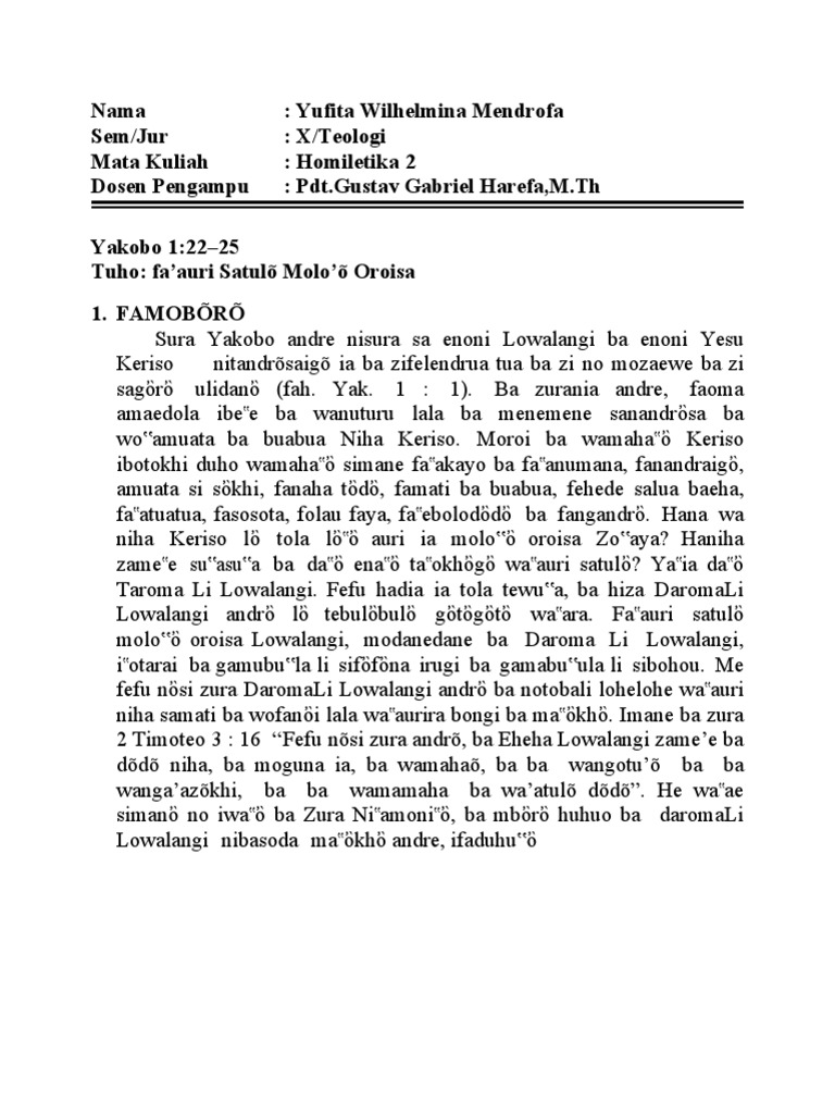 Khotbah Yufita Mendrofa | PDF