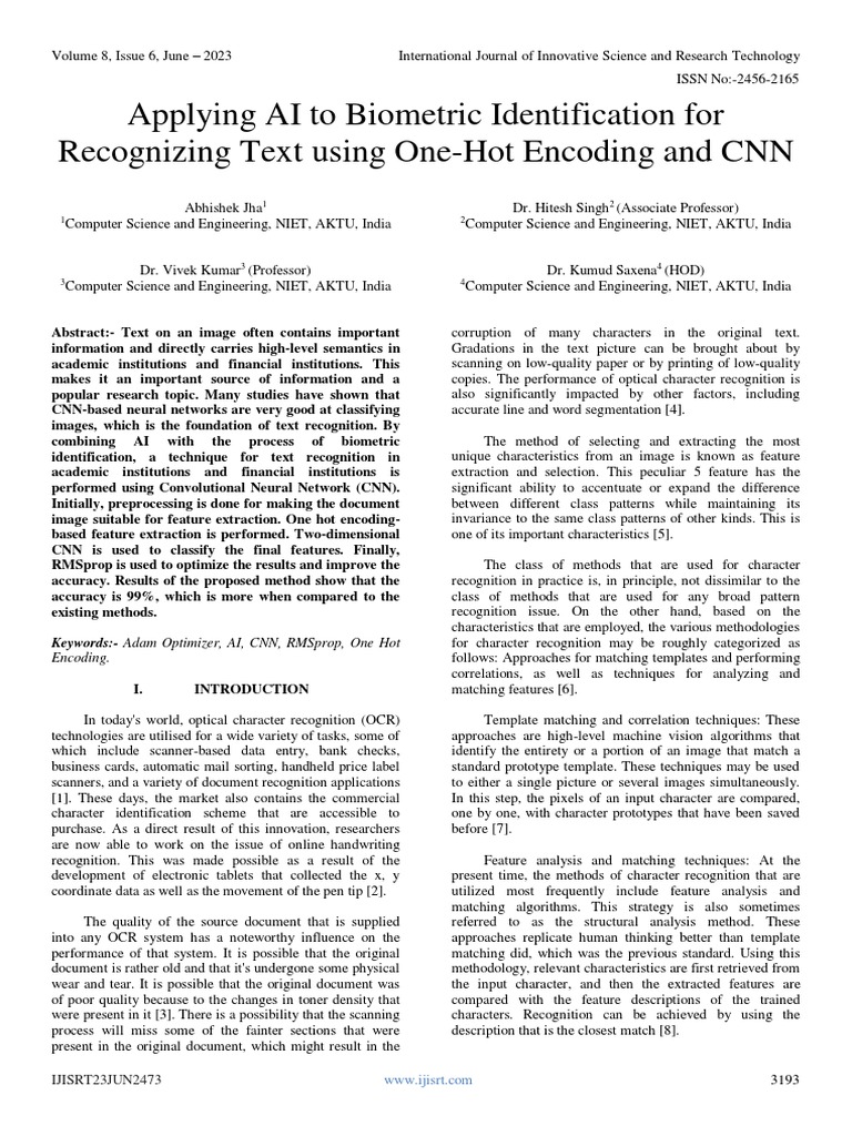 Applying AI To Biometric Identification For Recognizing Text Using One ... Applying AI To Biometric Identification For Recognizing Text Using One ...