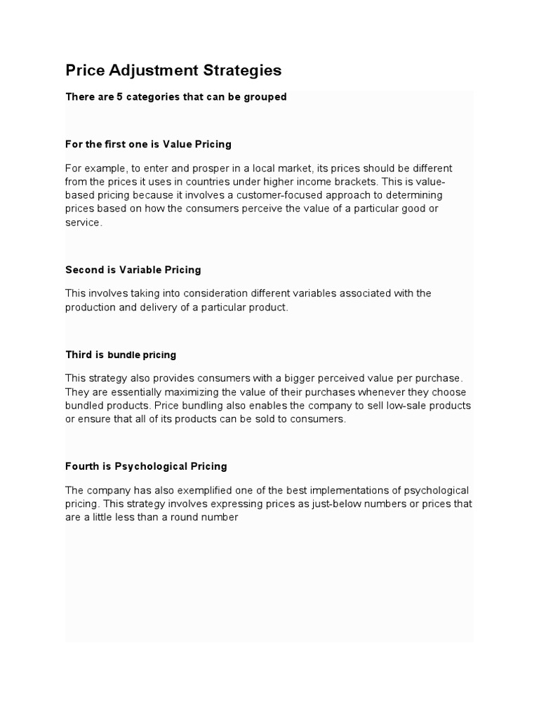 Effective Price Adjustment Strategies | PDF