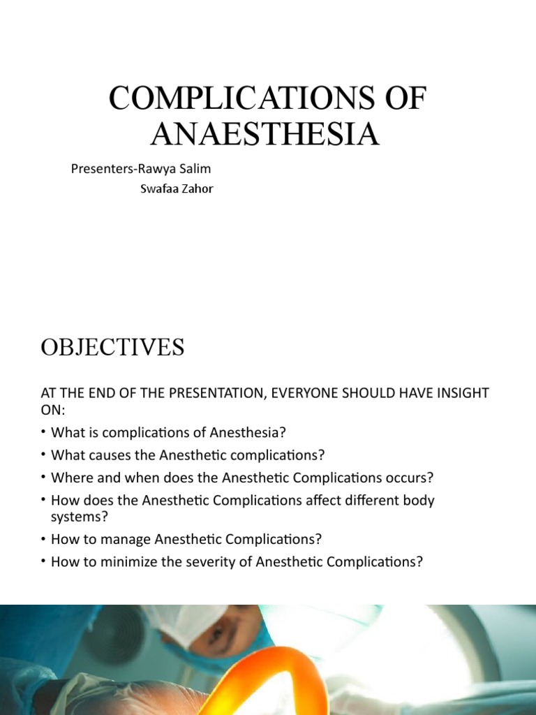 Anesthesia Complications Overview | PDF | Wellness | Science & Mathematics