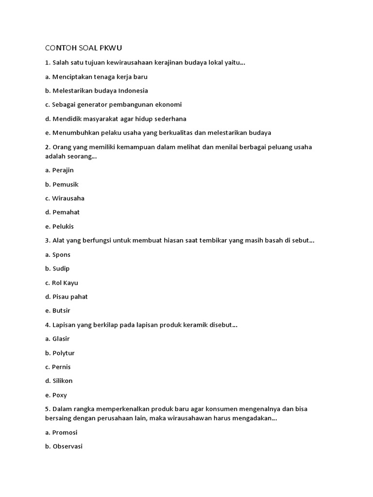 Contoh Soal Pkwu | PDF