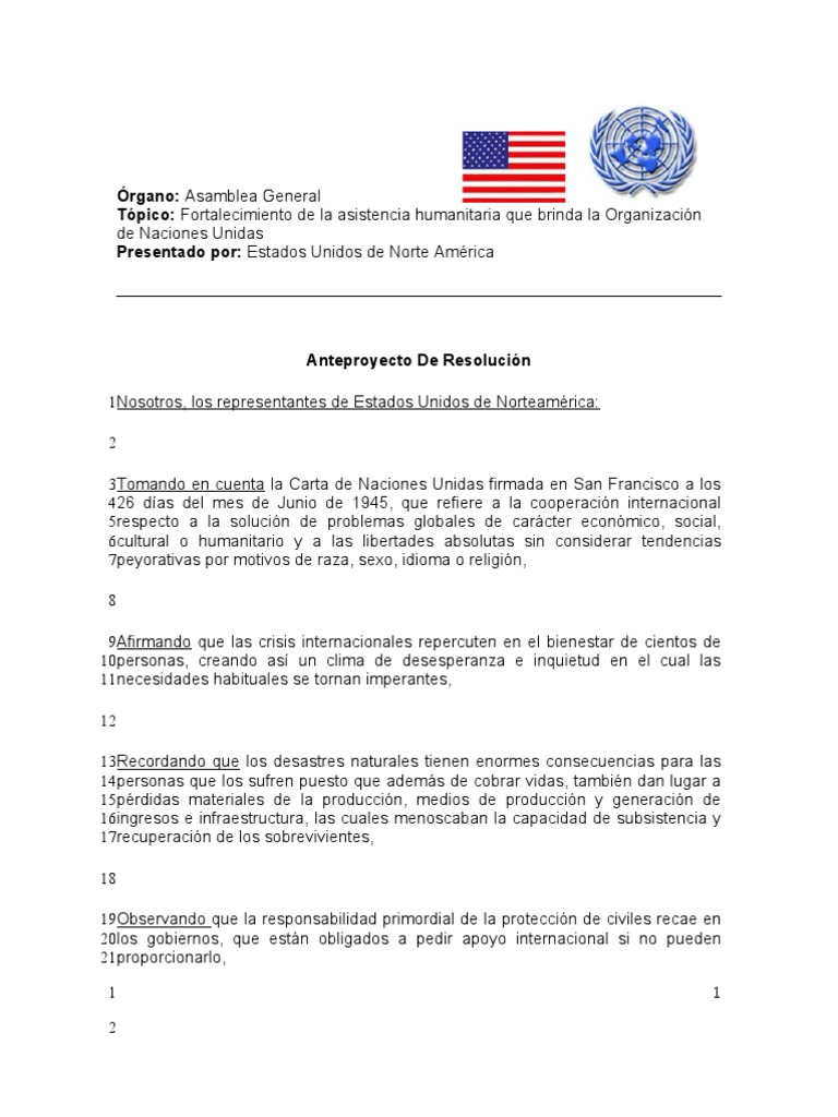 Modelo de Anteproyecto 1 | PDF | Naciones Unidas | Relaciones ... Modelo de Anteproyecto 1 | PDF | Naciones Unidas | Relaciones ...