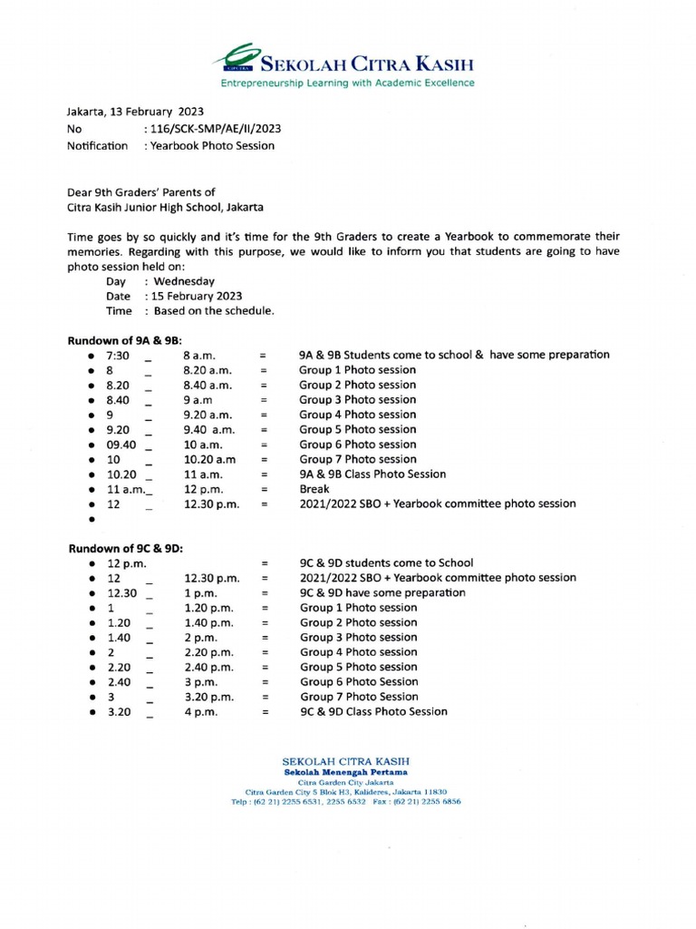 Yearbook Photo Session Information | PDF