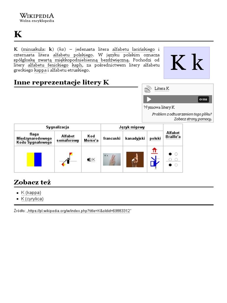 K - Wikipedia, Wolna Encyklopedia | PDF K - Wikipedia, Wolna Encyklopedia | PDF