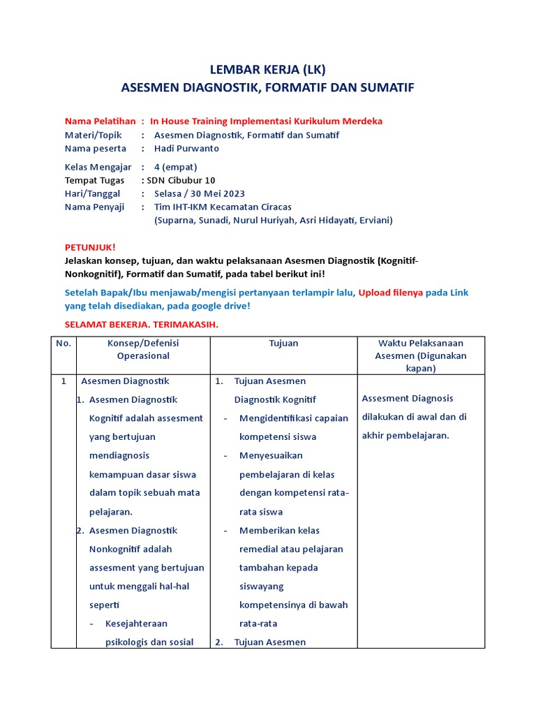 LK - Asesmen - I - Hadi Purwanto | PDF