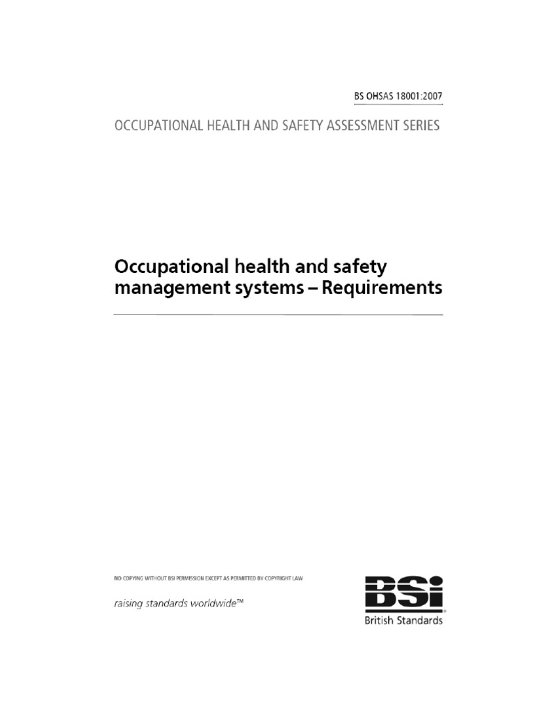 Ohsas 18001-2007 General Requirements | PDF