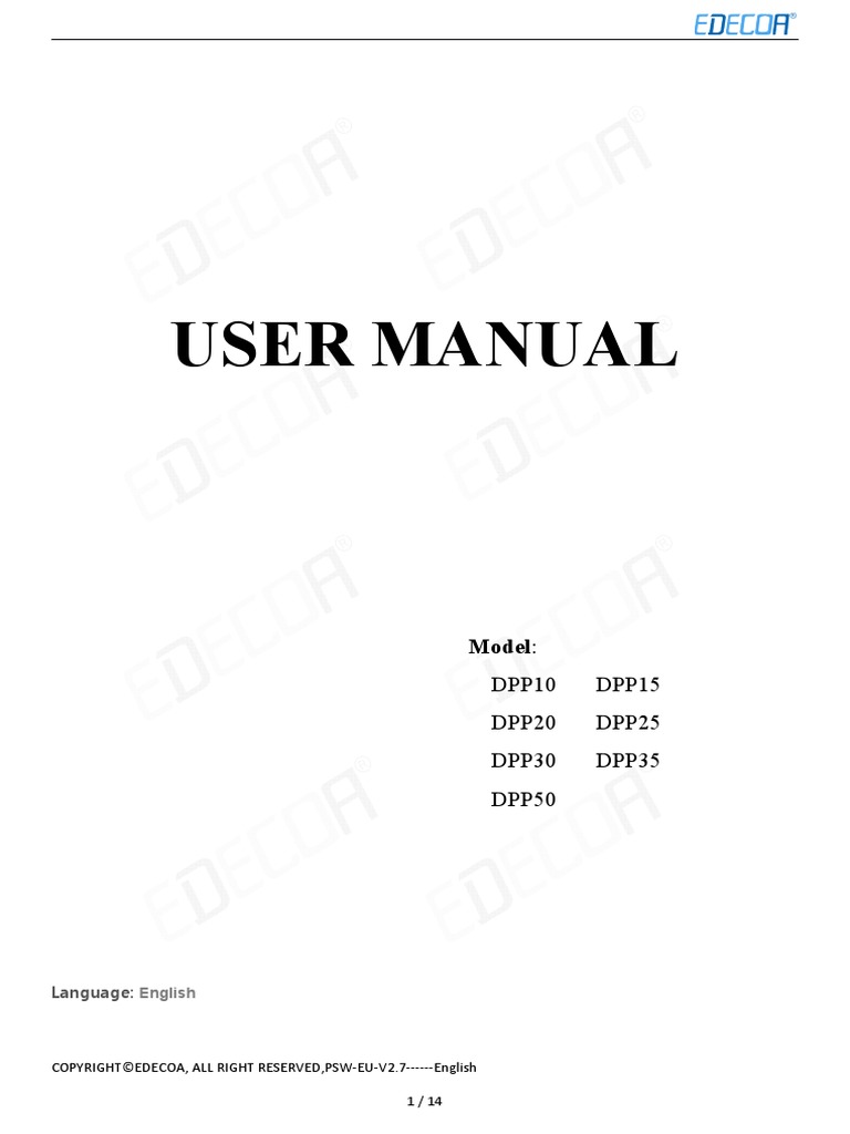 EDECOA User Manual For SinCore 3 EU Serial DPP and DPP Pro Serial - EN ...