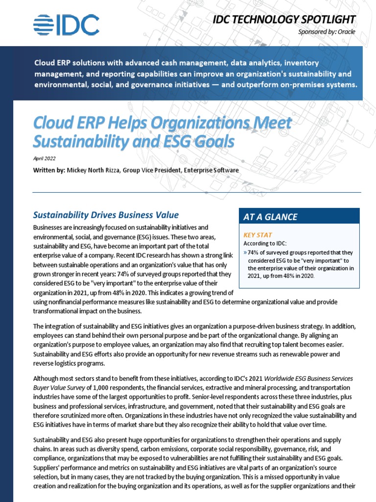 idc-cloud-erp-and-sustainability | PDF | Cloud Computing | Sustainability