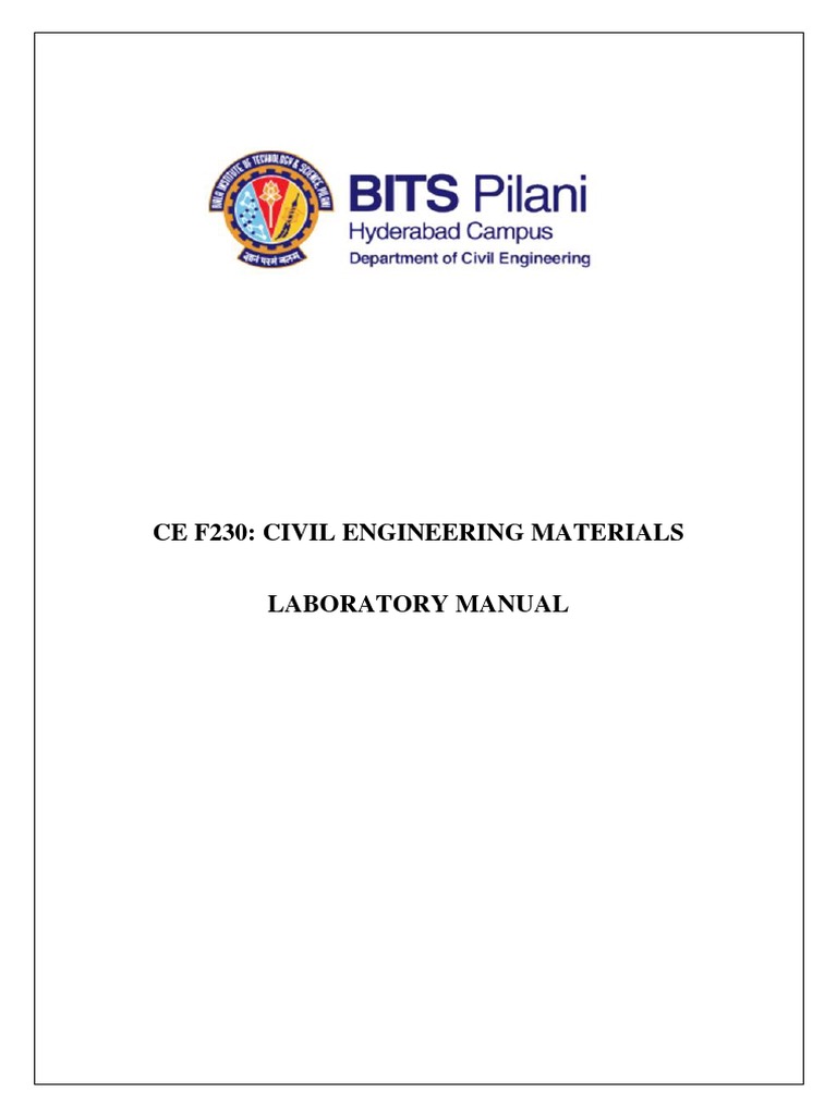 Ce F230 Lab Manual Pdf Concrete Cement