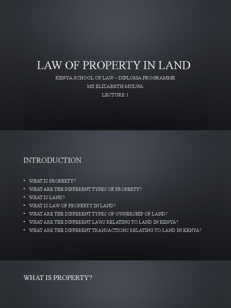 LL1 Introduction To Land Law | PDF | Property | Real Property