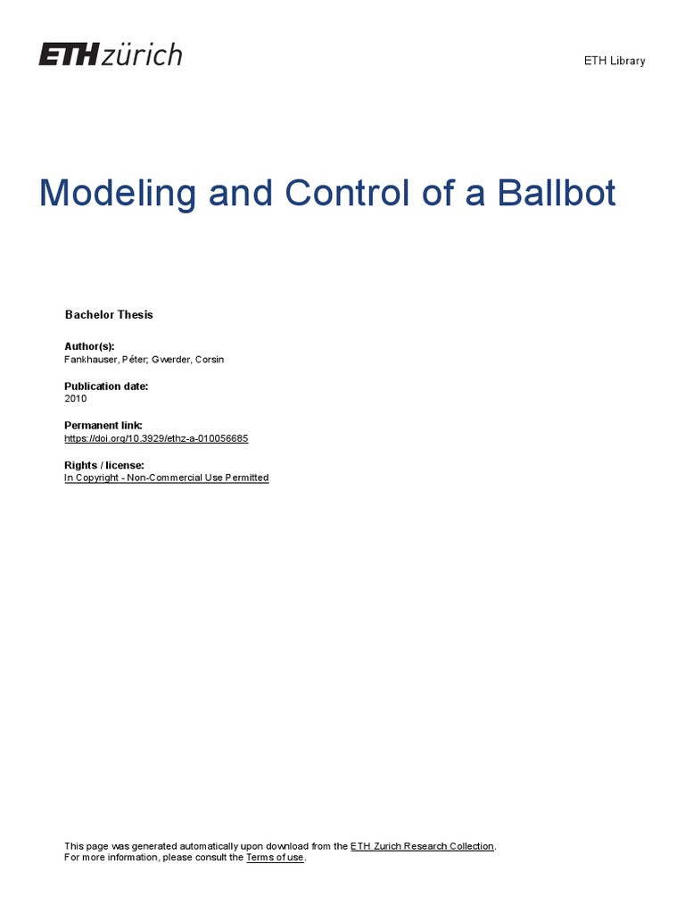 Ballbot 2 | PDF | Nonlinear System | Mechanics