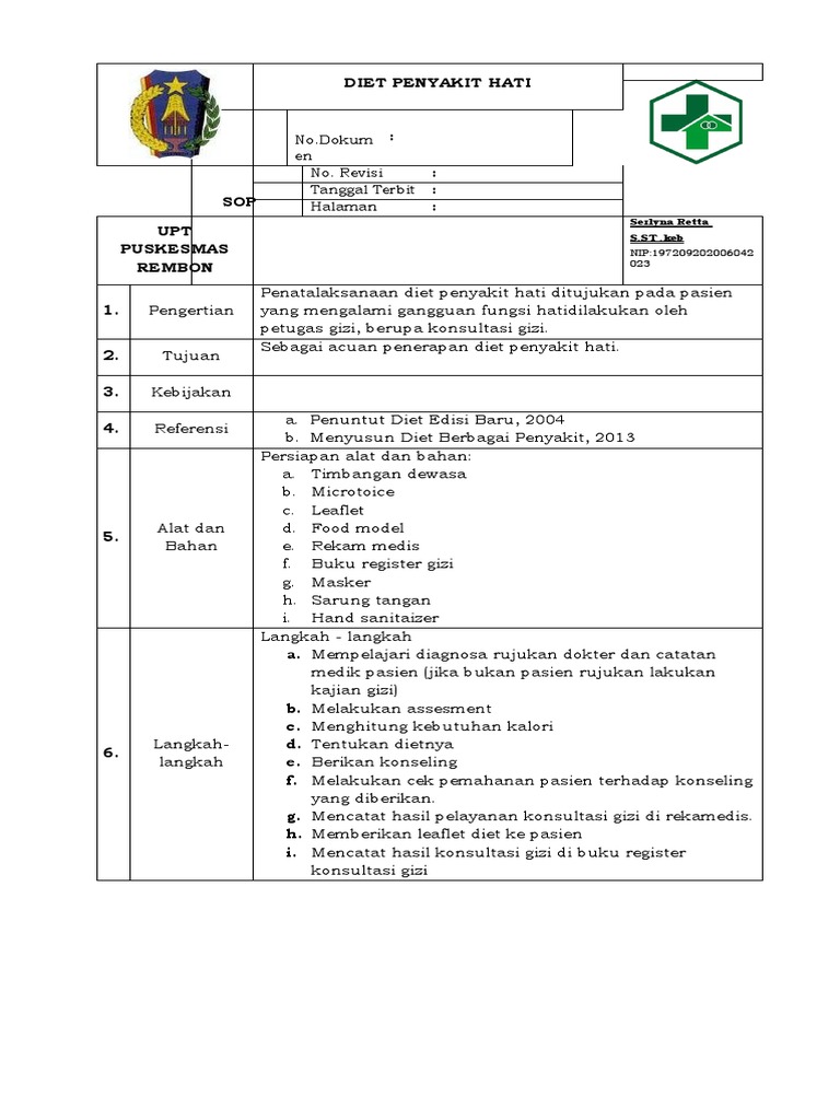 Sop Diet Penyakit Hati | PDF