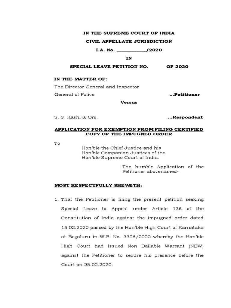 Application - Exemption | PDF