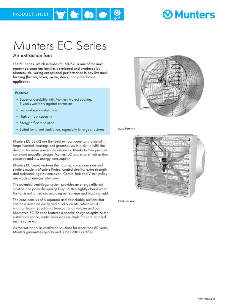 Munters EC 50-52 Cone Fans Overview | PDF | Corrosion | Efficient ...