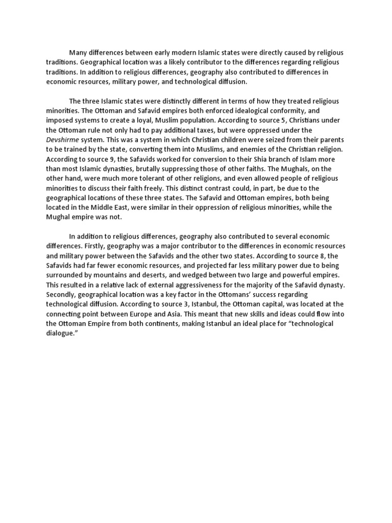 Pre-AP World History - Early Modern Islamic States Comparison | PDF