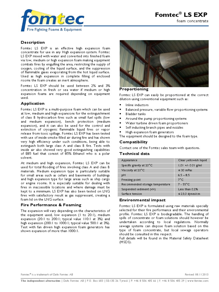 Foam Fomtech LS EXP Tech Data | PDF | Fires | Water