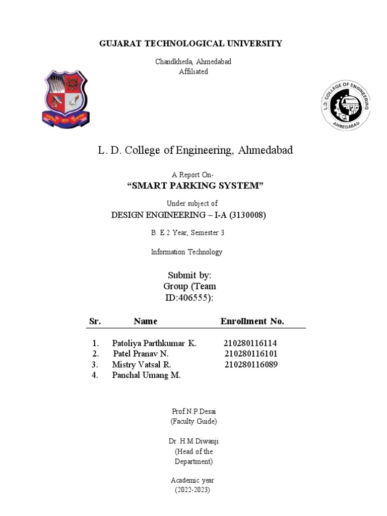 De Project Report Based On Smart Parking System 2 (1) - 1 | PDF | Parking | Internet Of Things