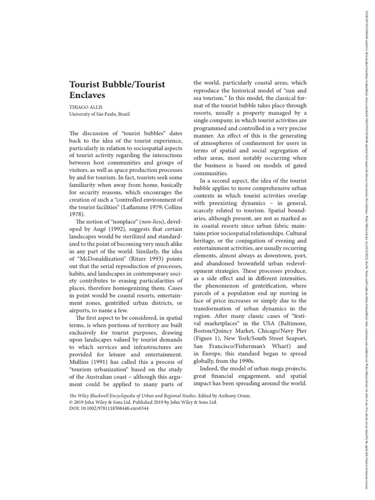 Orum, A.M. and Allis, T. (2022) - Tourist Bubble-Tourist Enclaves ...