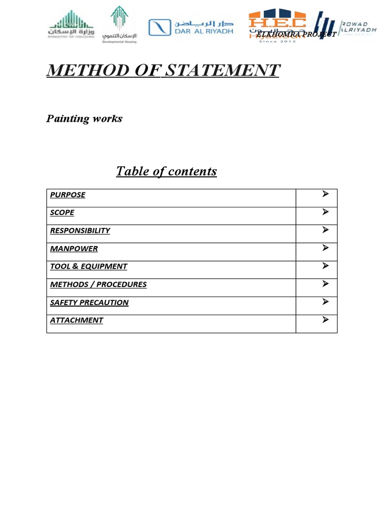 Elkhomra Project Painting Method Statement | PDF | Quality Assurance ...