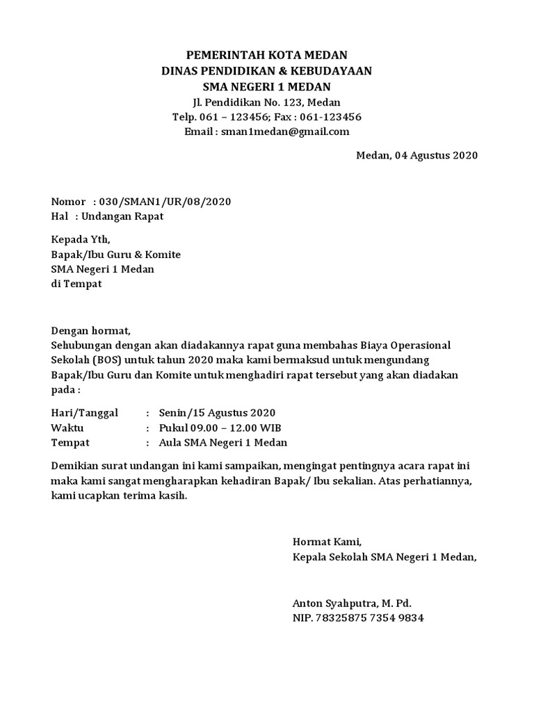 Contoh Surat Undangan Rapat Doc | PDF