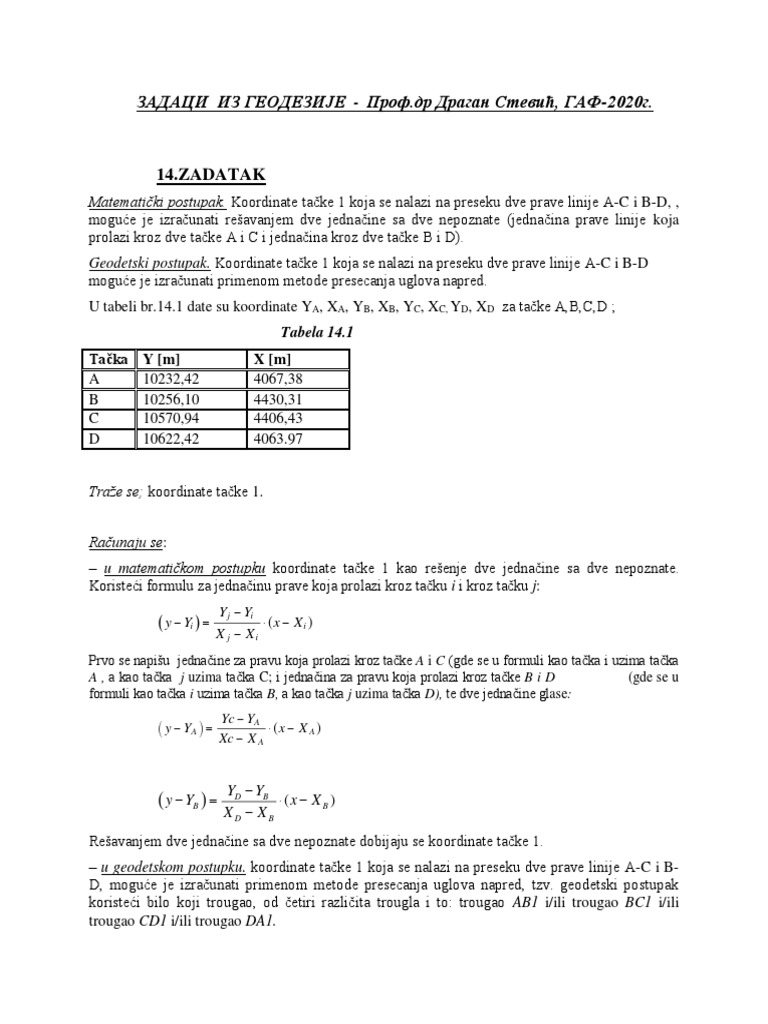 Zadaci Iz Geodezije Za GAF - Docx-14-04.20g | PDF