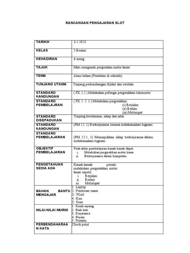 Rancangan Pengajaran Slot Hse2043 | PDF