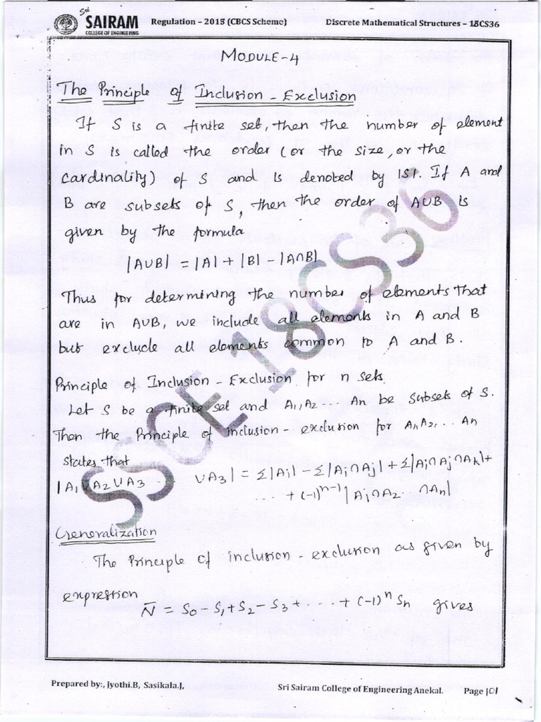 Discrete Mathematical Structures - 18CS36 Module-IV Notes | PDF