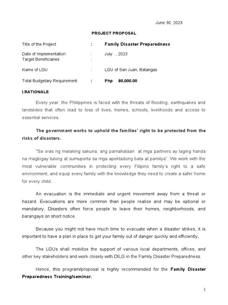 Family Disaster Preparedness Template | PDF | Emergency Management ...