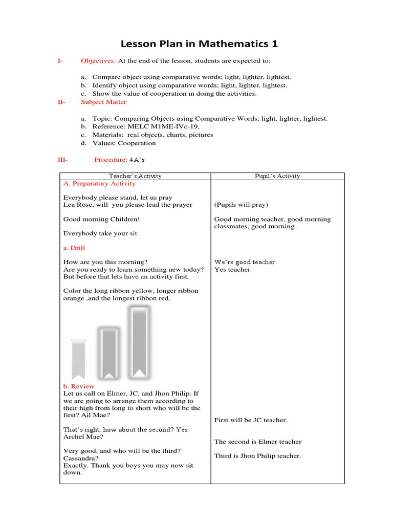 Lesson Plan - Lasaga | PDF | Weight | Lesson Plan