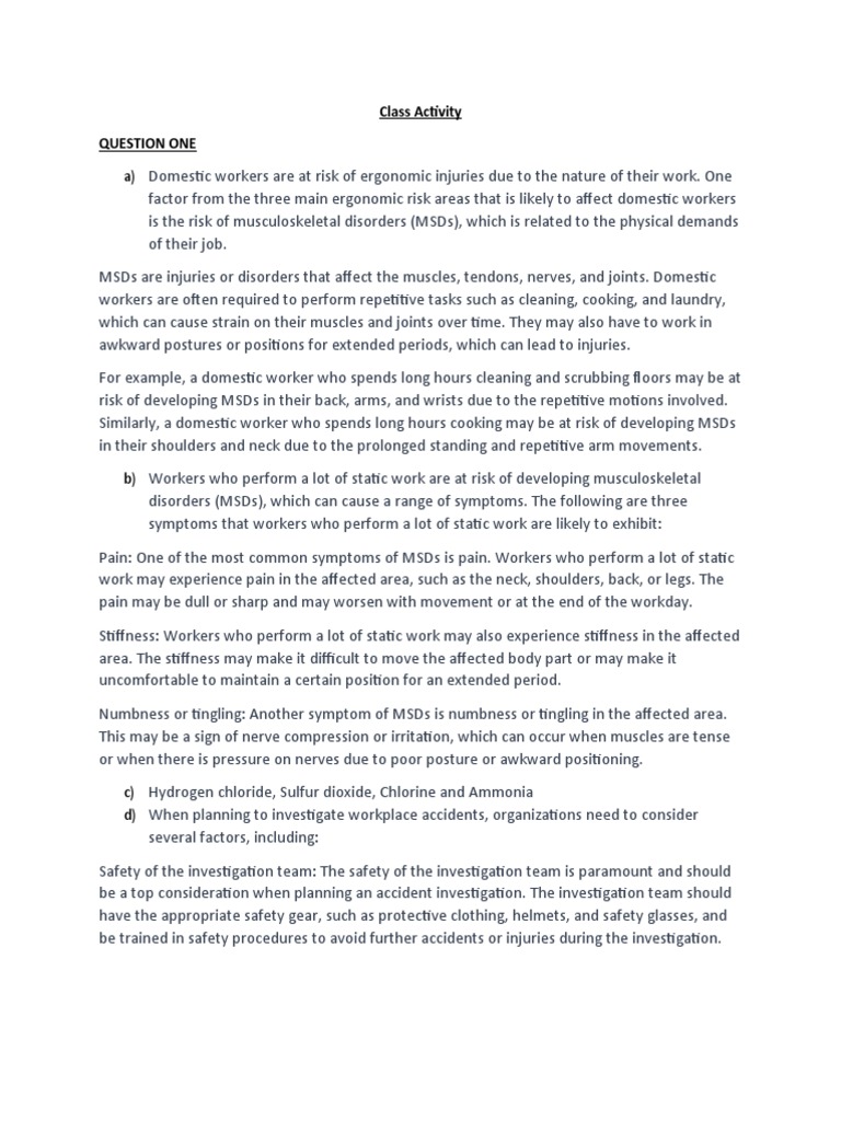 Ergonomics Class Activity (Group 2) | PDF