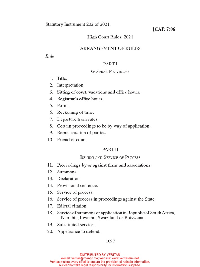 SI 2021-202 High Court Rules, 2021 | PDF | Lawsuit | Civil Law (Common Law)
