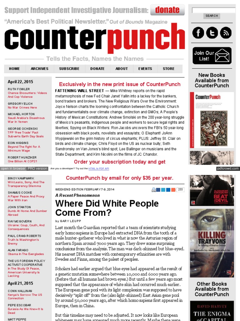 (PDF) Gary Leupp - Where Did White People Come From (Counterpunch ...