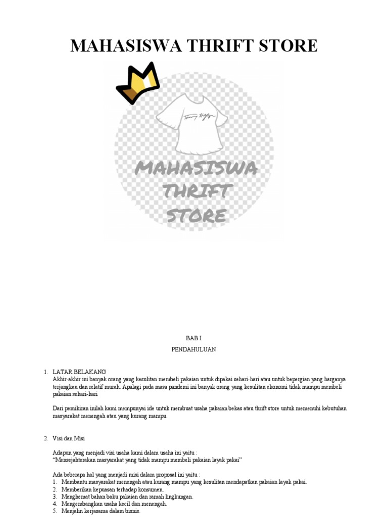 Proposal Thrift Store | PDF