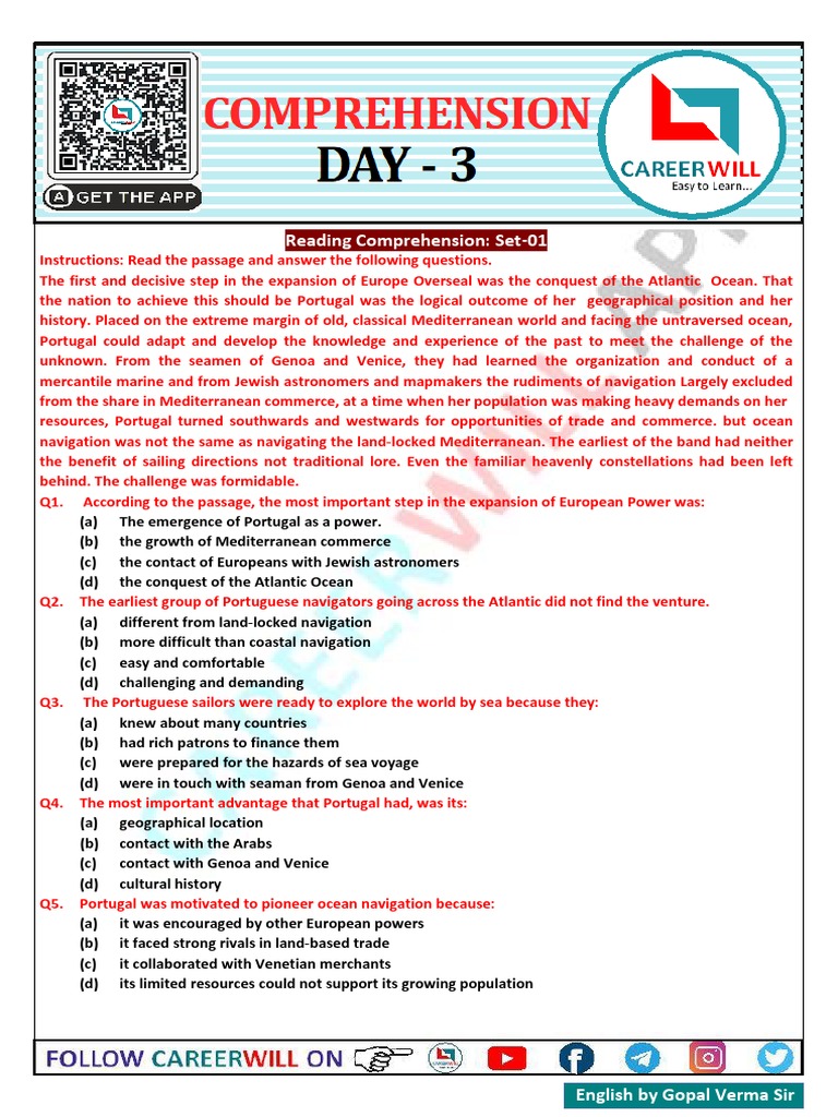 272635day - 3 Comprehension PDF - Crwill | PDF | Mediterranean Sea | Sea