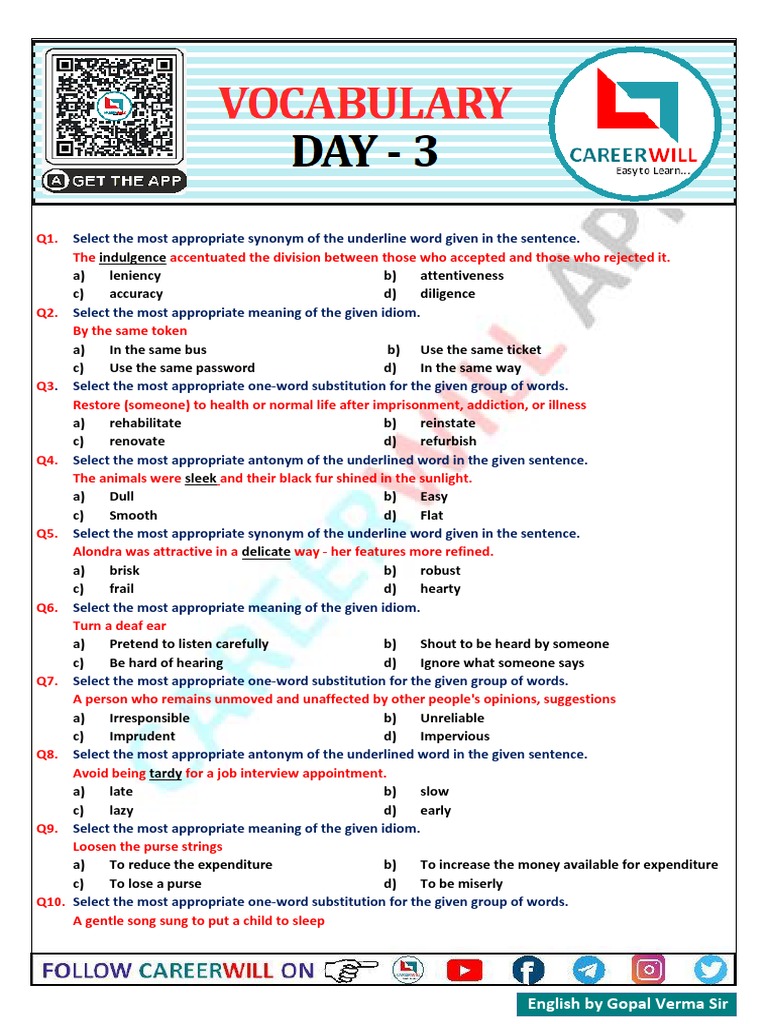 272634day - 3 Vocabulary PDF - Crwill | PDF | Lexical Semantics | Lexicology