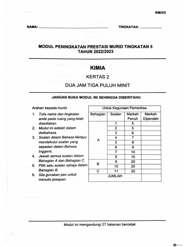 2022 Kedah Chemistry K2 | PDF
