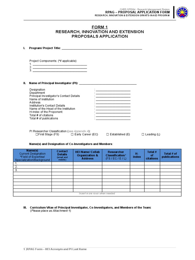 CHED Full Blown Proposal RPAG Form TEMPLATE Sep.2021 | PDF ...