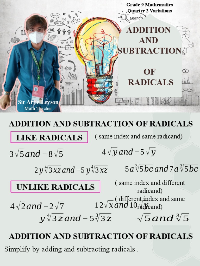 Addition and Subtraction of Radicals | PDF | Mathematics | Science