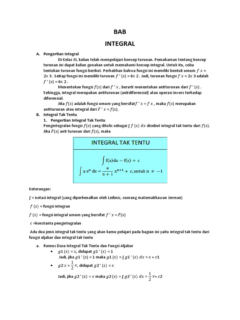 Pengantar Konsep Integral dan Jenisnya | PDF