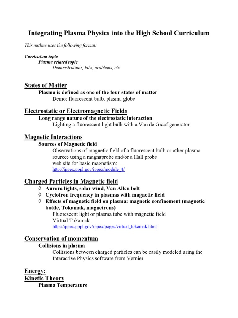 Plasma Physics in The Curriculum | PDF | Plasma (Physics) | Spectroscopy