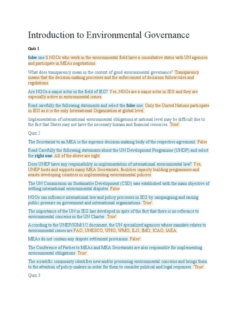 Understanding Environmental Governance | PDF | United Nations ...