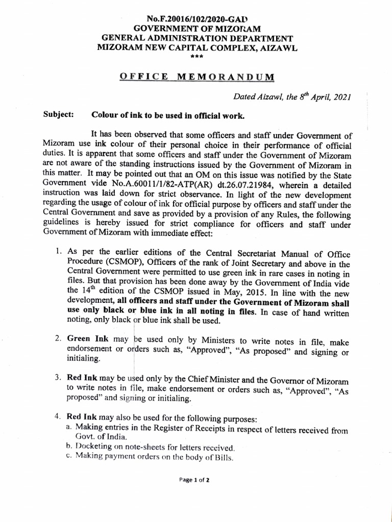Office Memorandum Example 3 | PDF | Government